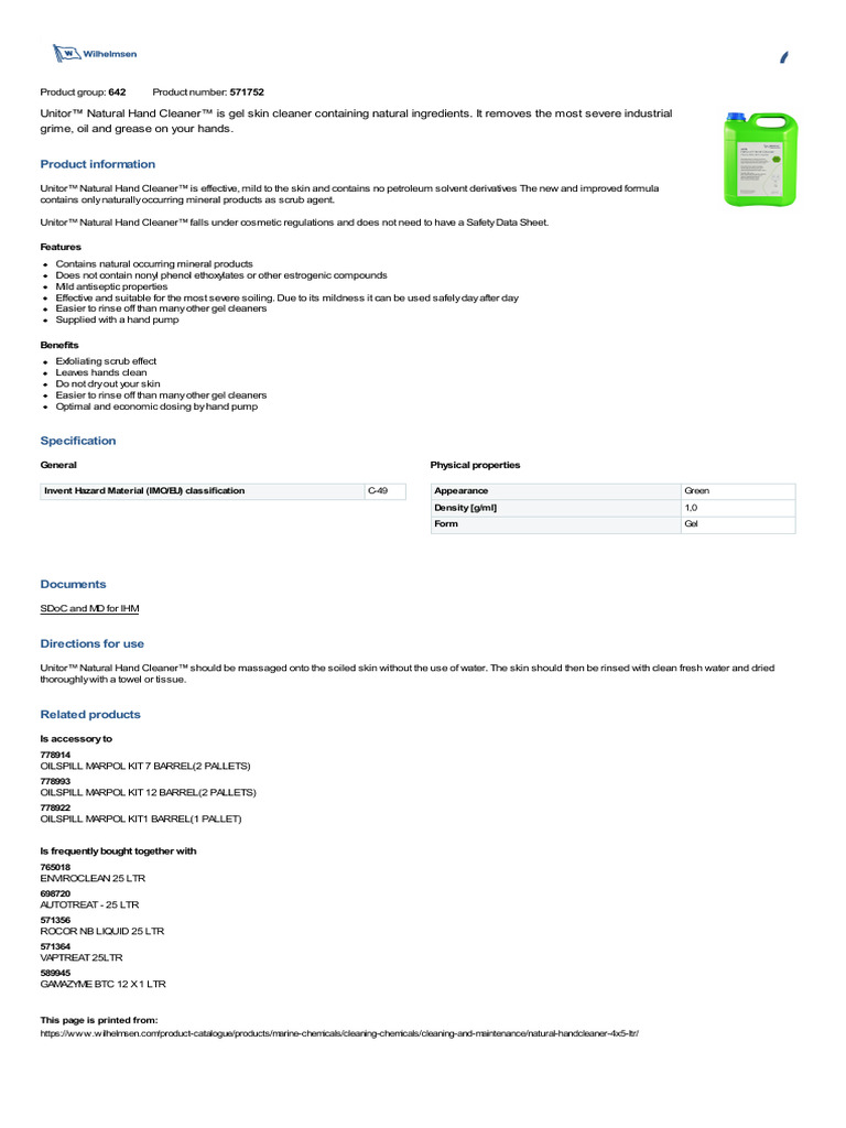 Natural Handcleaner 4X5 LTR | PDF