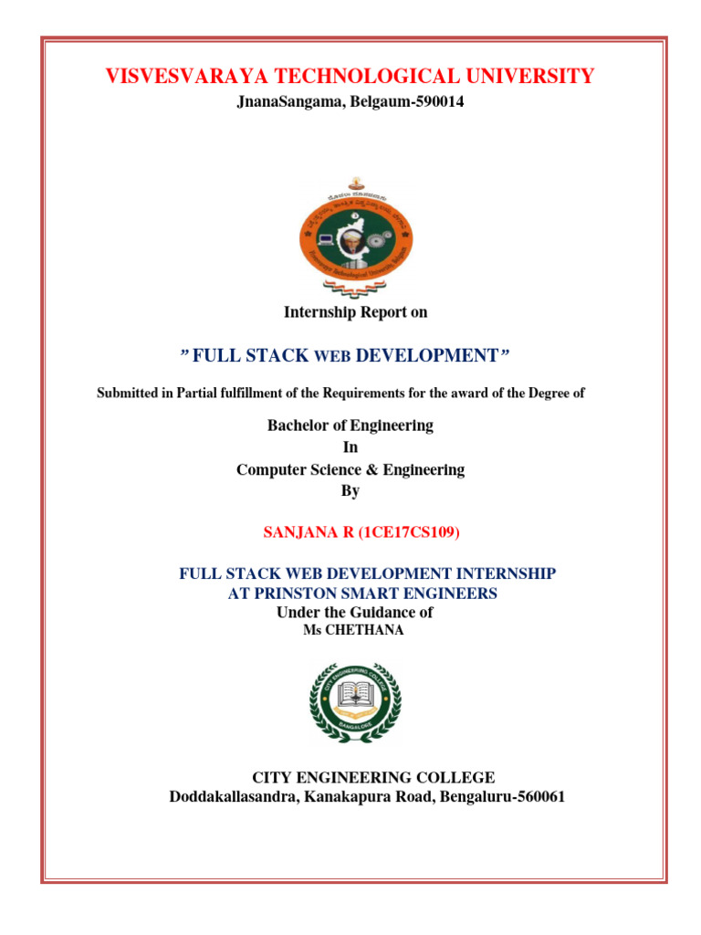 Sanjana Final Intern Report | PDF | Html | World Wide Web