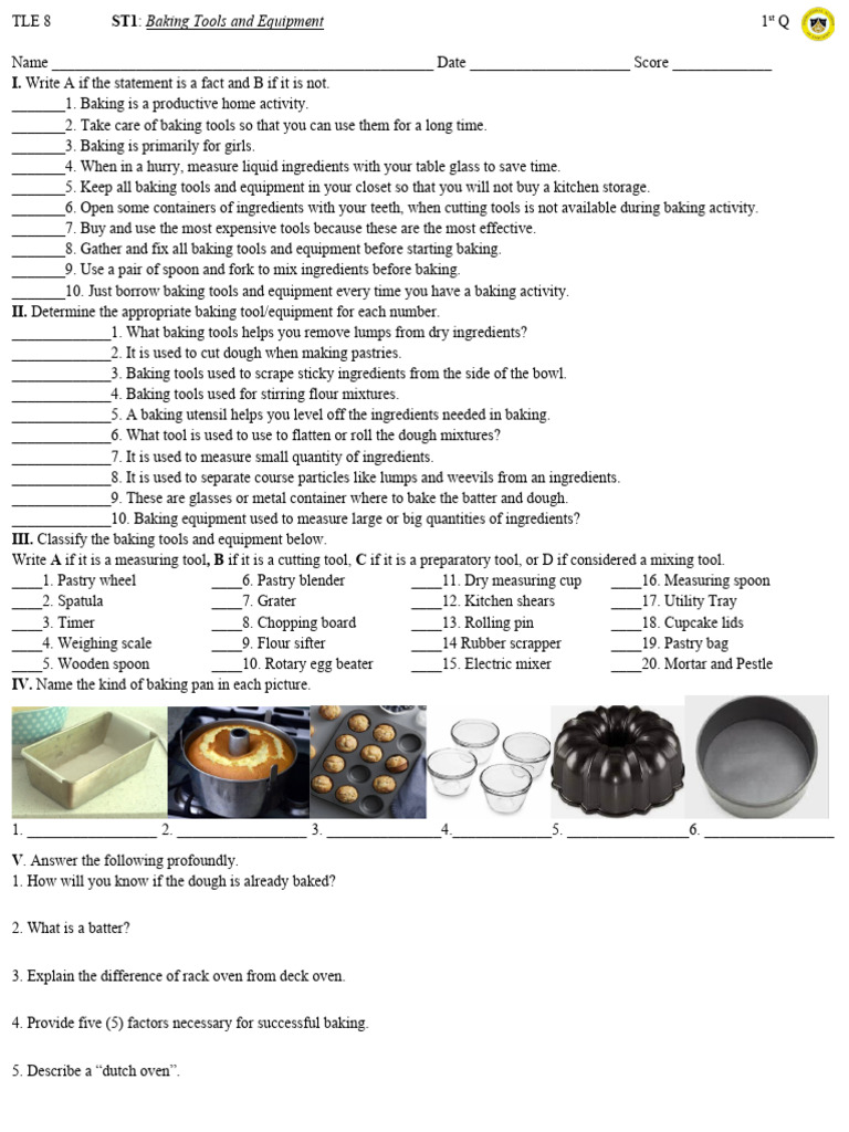 Tle 8ST1 | PDF | Baking | Cooking