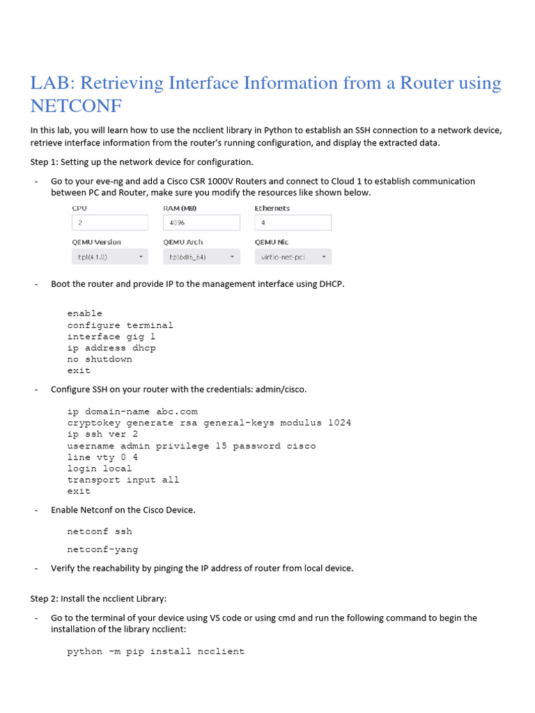 Restconf Lab | PDF | Router (Computing) | Computer Network