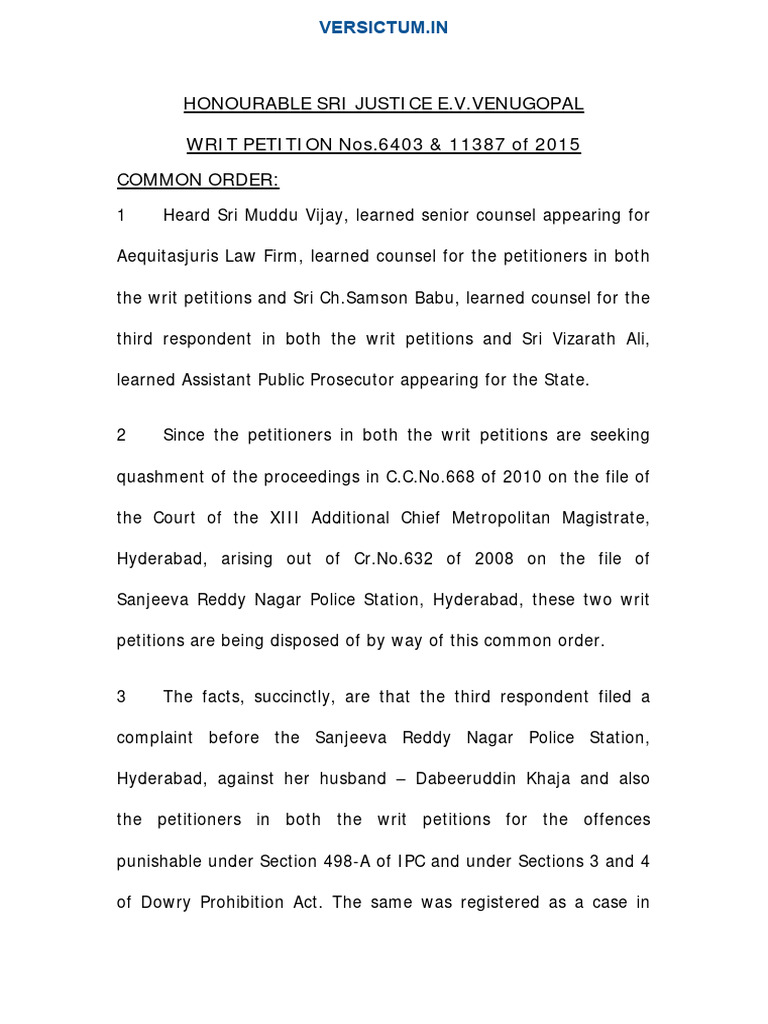 Quashing Writ Petitions in IPC 498-A Case | PDF | Legal Procedure | Common Law