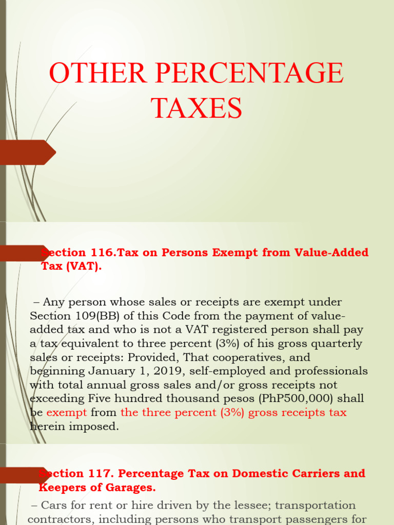 Other Percentage Taxesreport | PDF | Insurance | Taxes