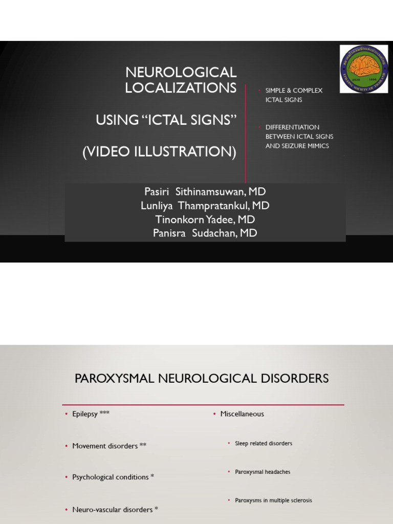 Neurological Localization Usings Ictal Signs - EST2020 | PDF | Temporal ...