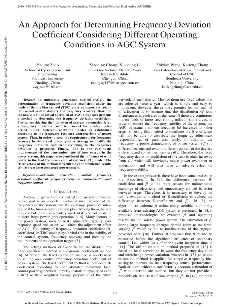 Frequency Deviation Coefficient in AGC | PDF | Electrical Grid | Wind Power