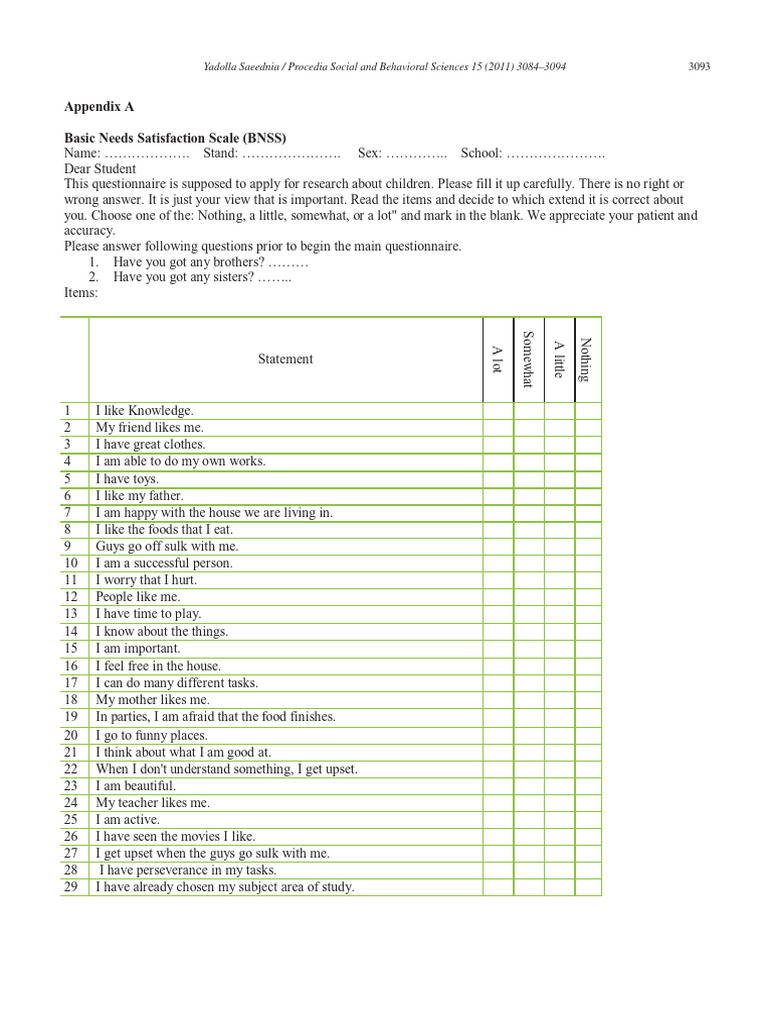 Generating A Scale Measuring Hierarchy of Basic Needs | PDF | Psychology | Behavioural Sciences