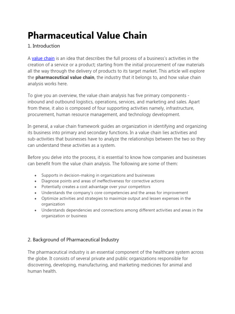 Pharmaceutical Value Chain | PDF | Logistics | Marketing