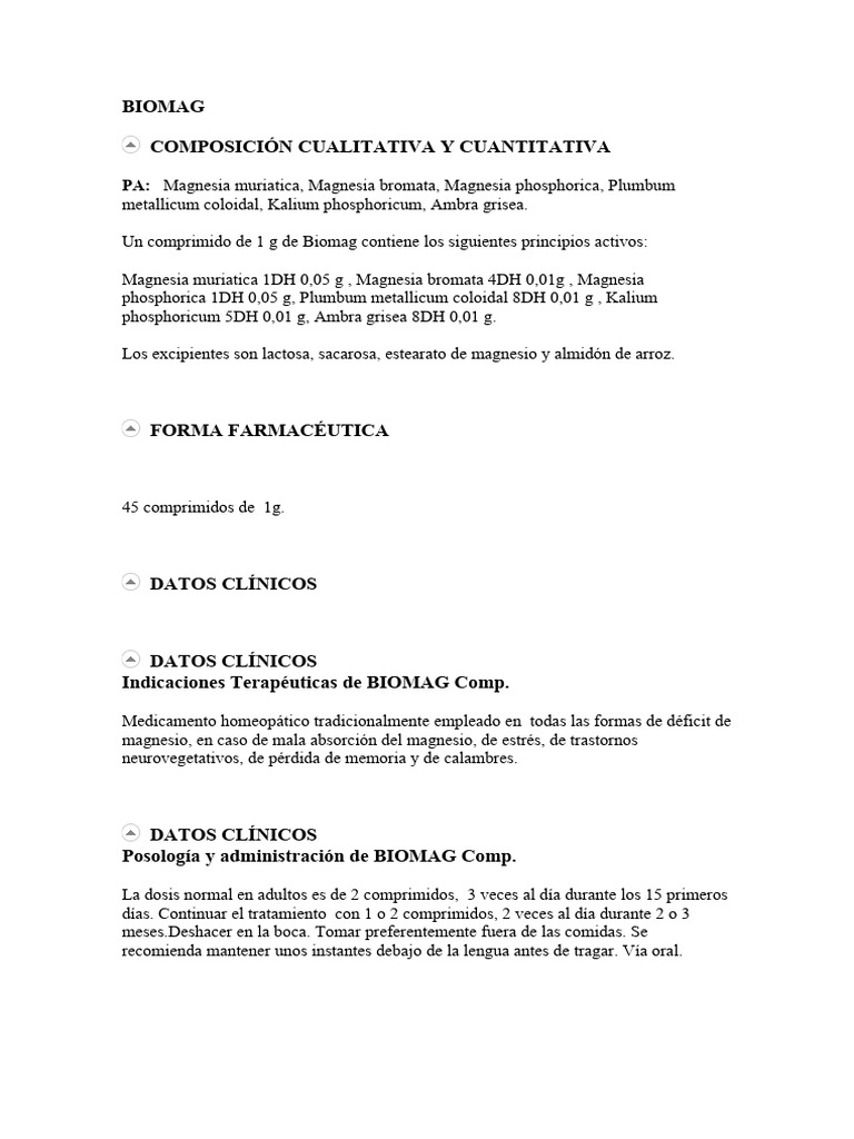 BIOMAG | PDF | Medicamentos con receta | Tableta (Farmacia)