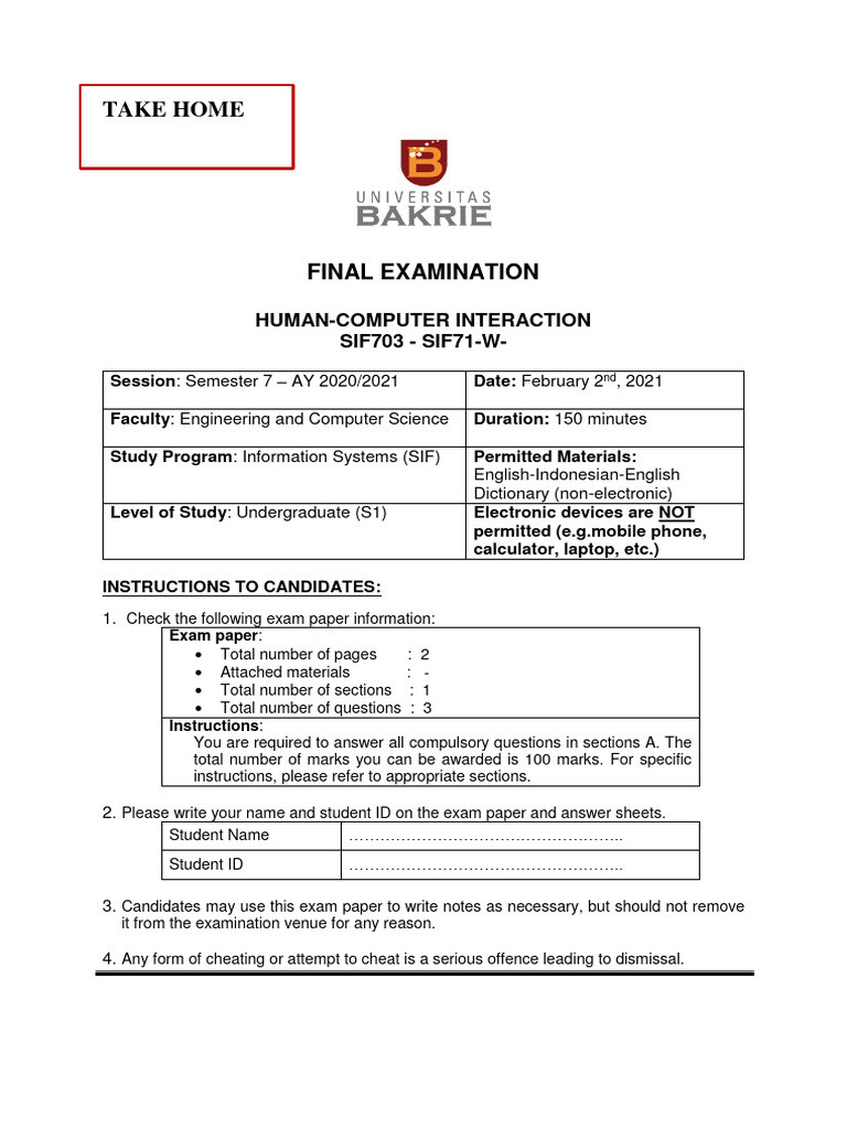 Human-Computer Interaction Exam Guide | PDF