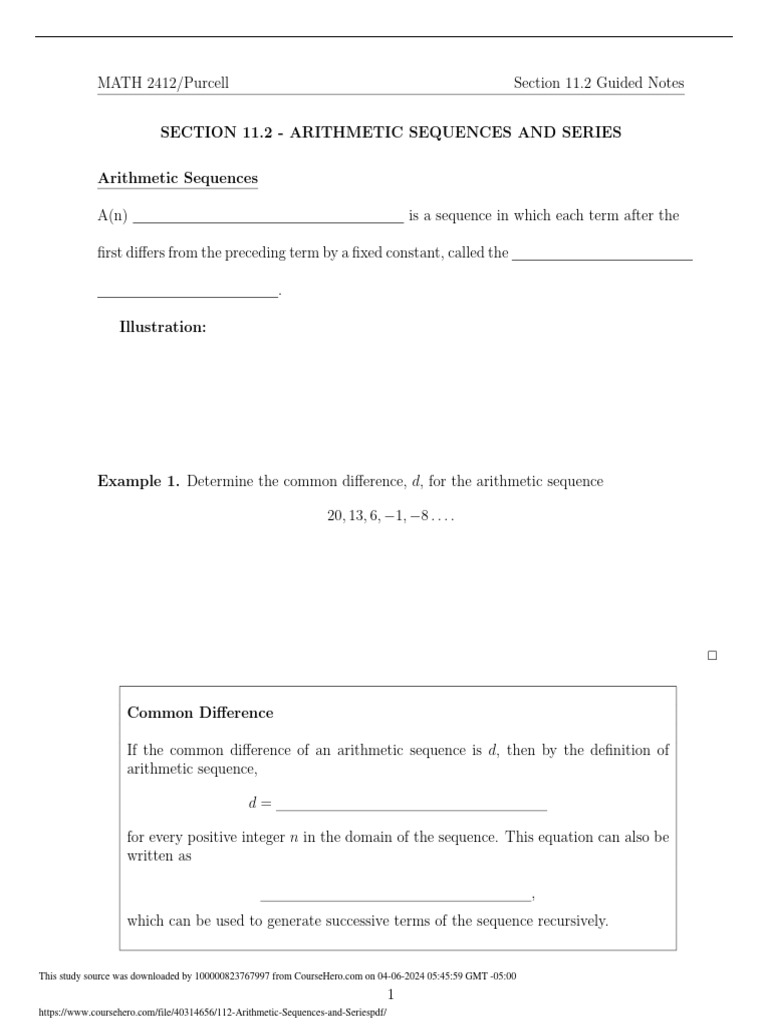 11.2 Arithmetic Sequences and Series PDF | PDF | Arithmetic | Sequence