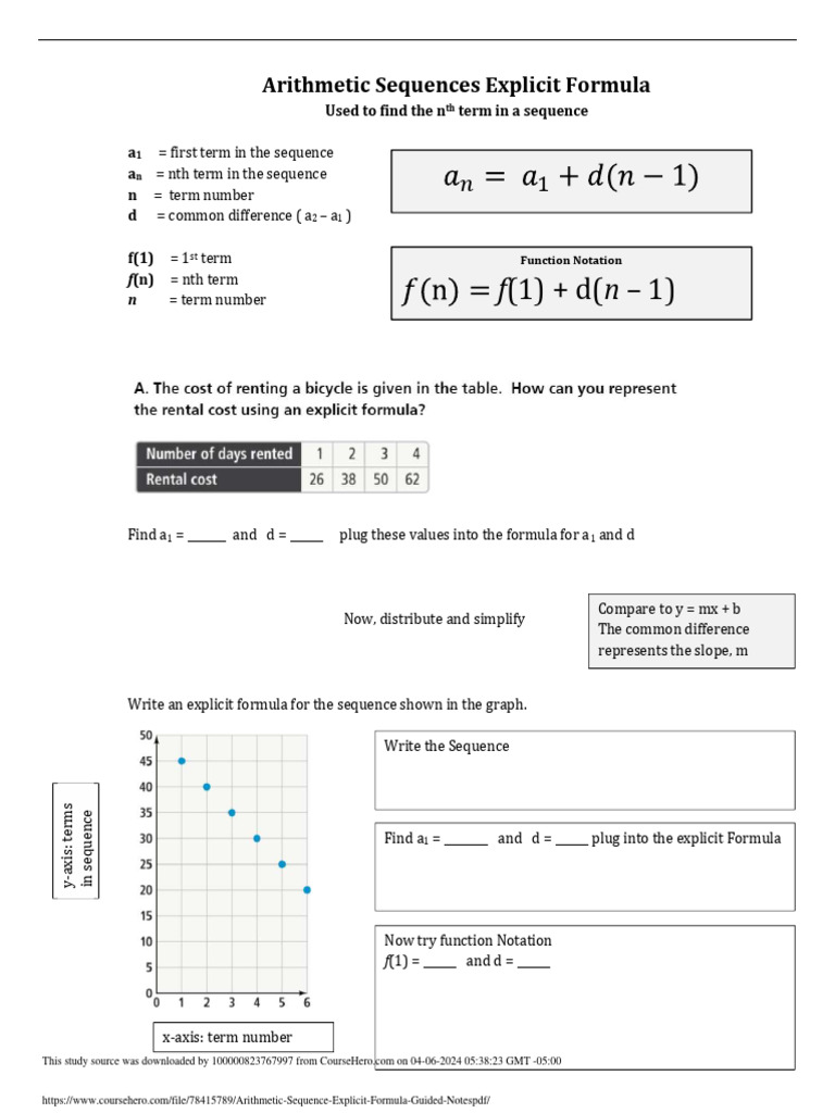 Arithmetic Sequence Guided Notes | PDF | Sequence | Mathematical Relations