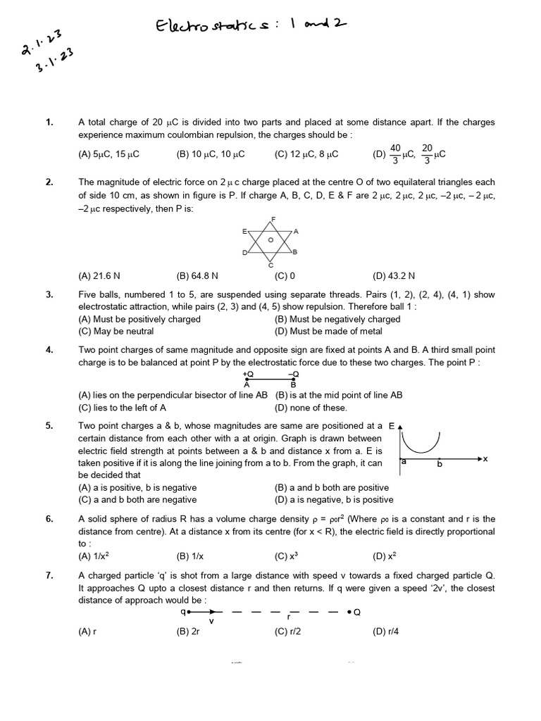 Electrostatics (3) | PDF | Sphere | Electrostatics