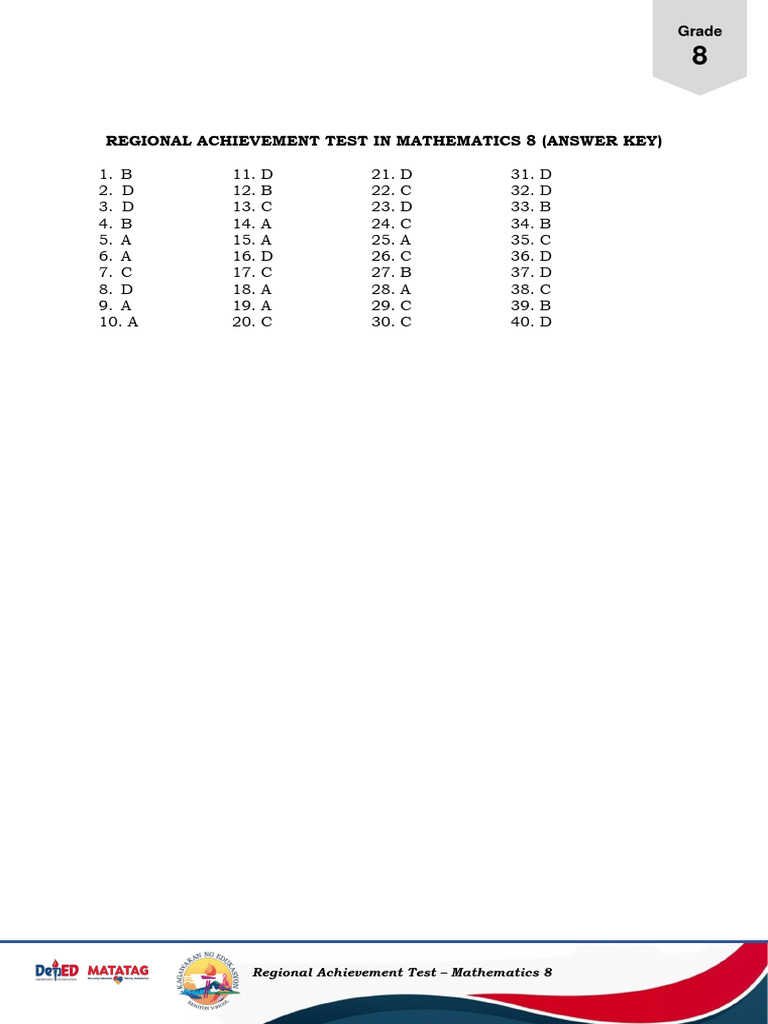 Math 8 - Key-to-Correction | PDF