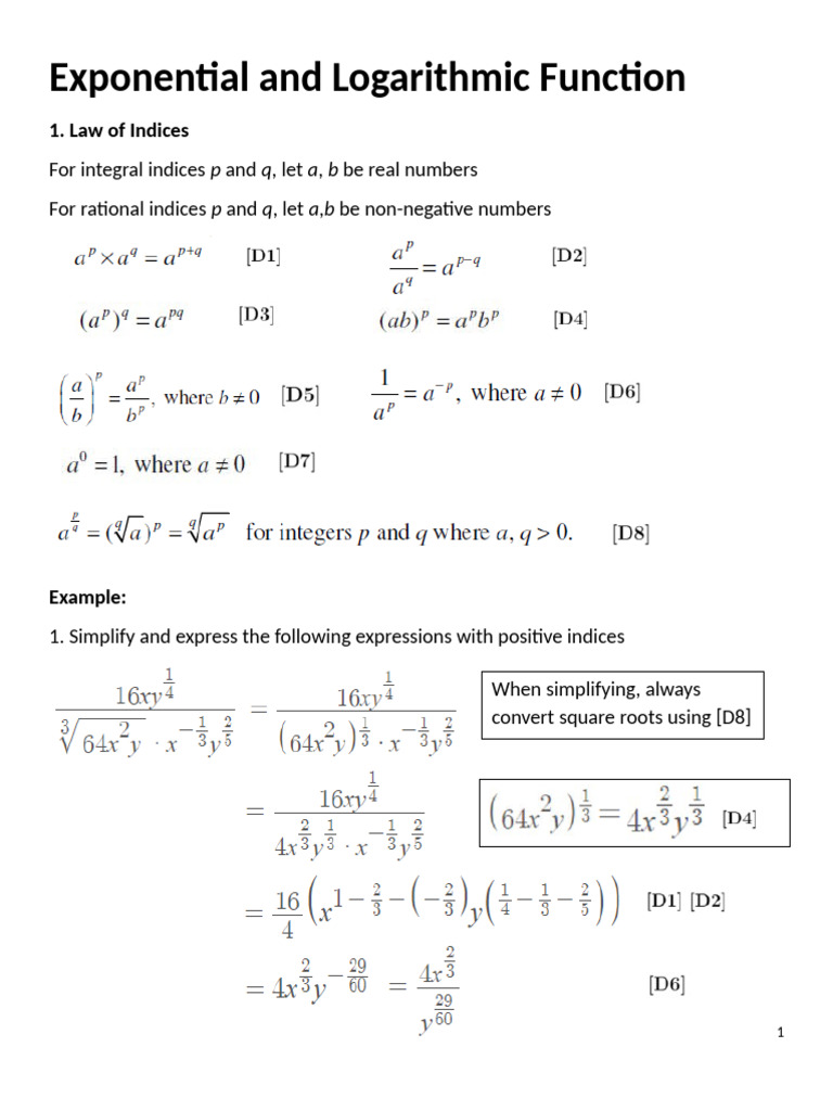 Exponential and Logarithmic Function | PDF | Exponential Function ...