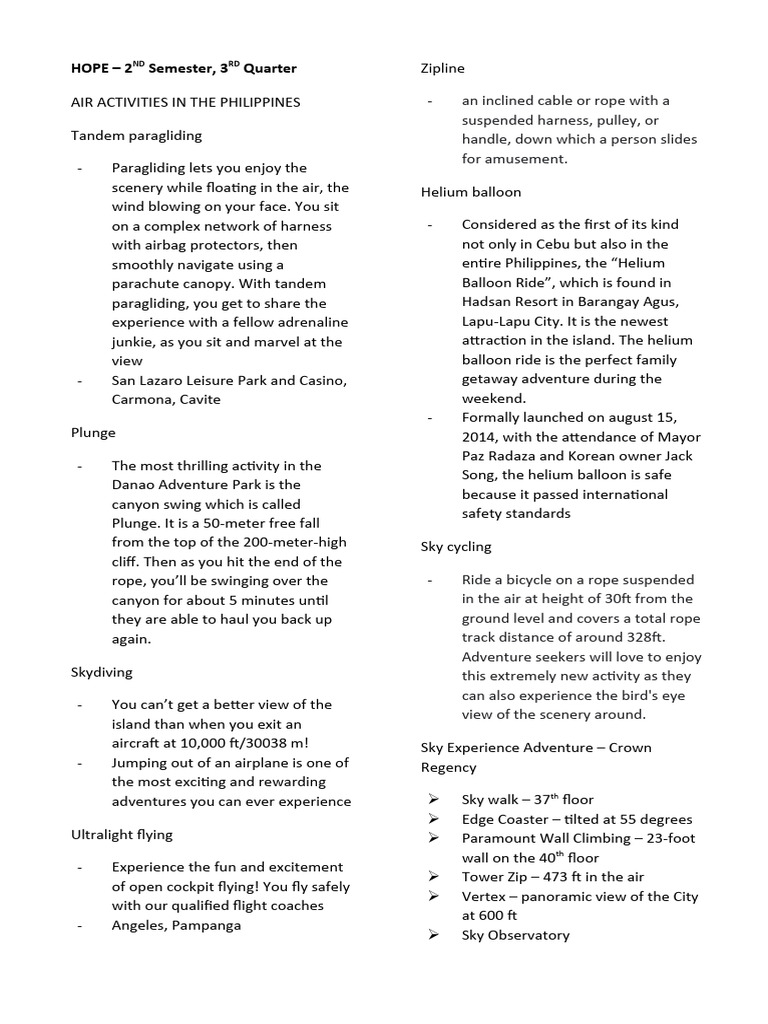 NFP HOPE Airactivitiesinthephilippines DN | PDF | Parachuting ...