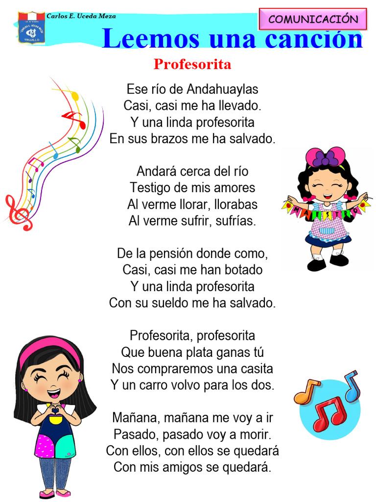 Ficha Leemos La Cancion Profesorita | PDF