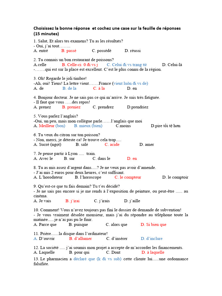 TCF Test Structure de La Langue | PDF