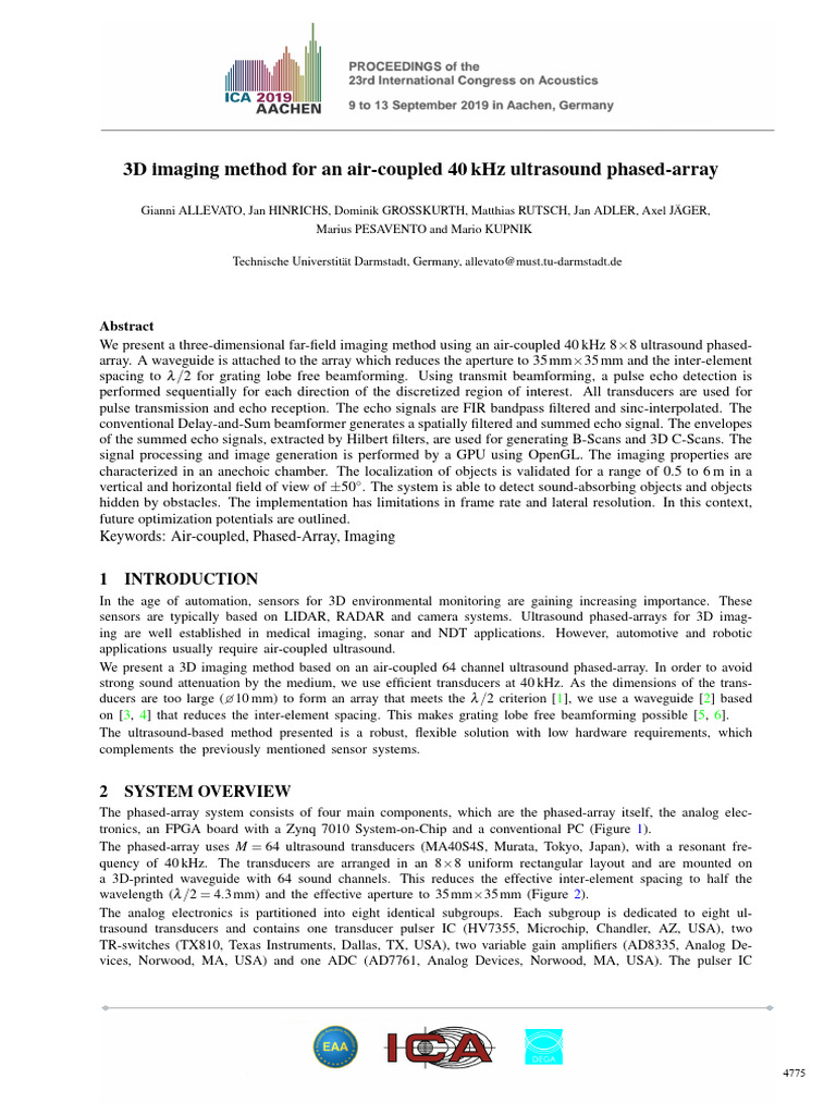 3D Imaging Method For An Air-Coupled 40 KHZ Ultrasound Phased-Array | PDF | Medical Ultrasound ...