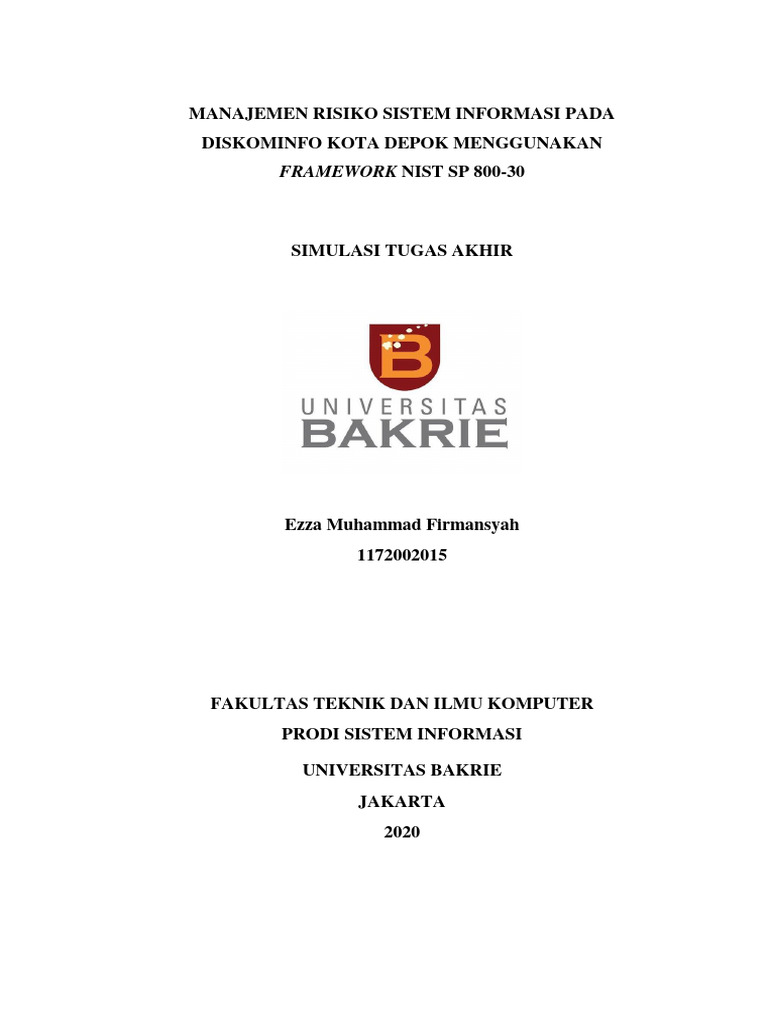 Simulasi TA Kel13 - Ezza - 1172002015 - KSI - MANAJEMEN RESIKO SISTEM INFORMASI PADA DISKOMINFO ...