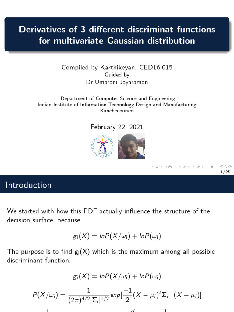 Lect 13 - Bayes Decistion Theory - Derivation | PDF | Algebra | Linear Algebra