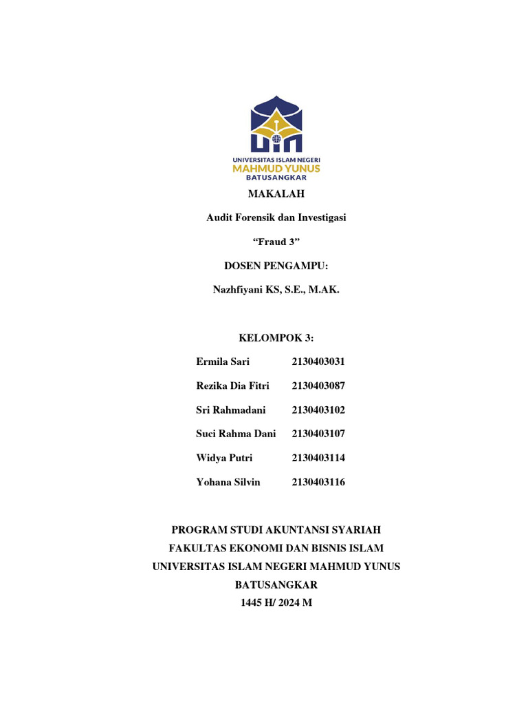 Makalah Kel 3 Audit Forensik Dan Investigasi | PDF