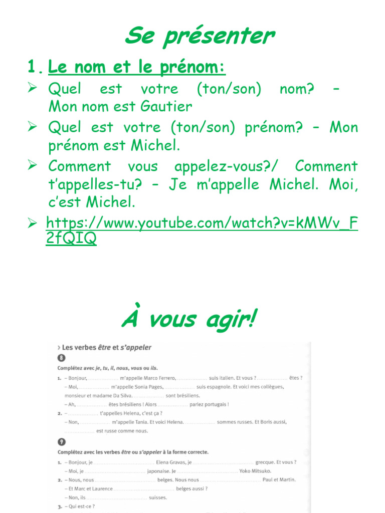 Se Présenter - Nationalités - Pays | PDF | Linguistique | Langues