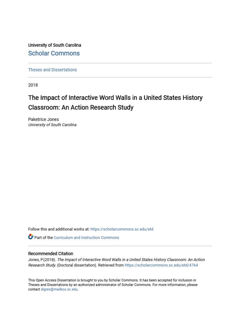 The Impact of Interactive Word Walls in A United States History C | PDF ...
