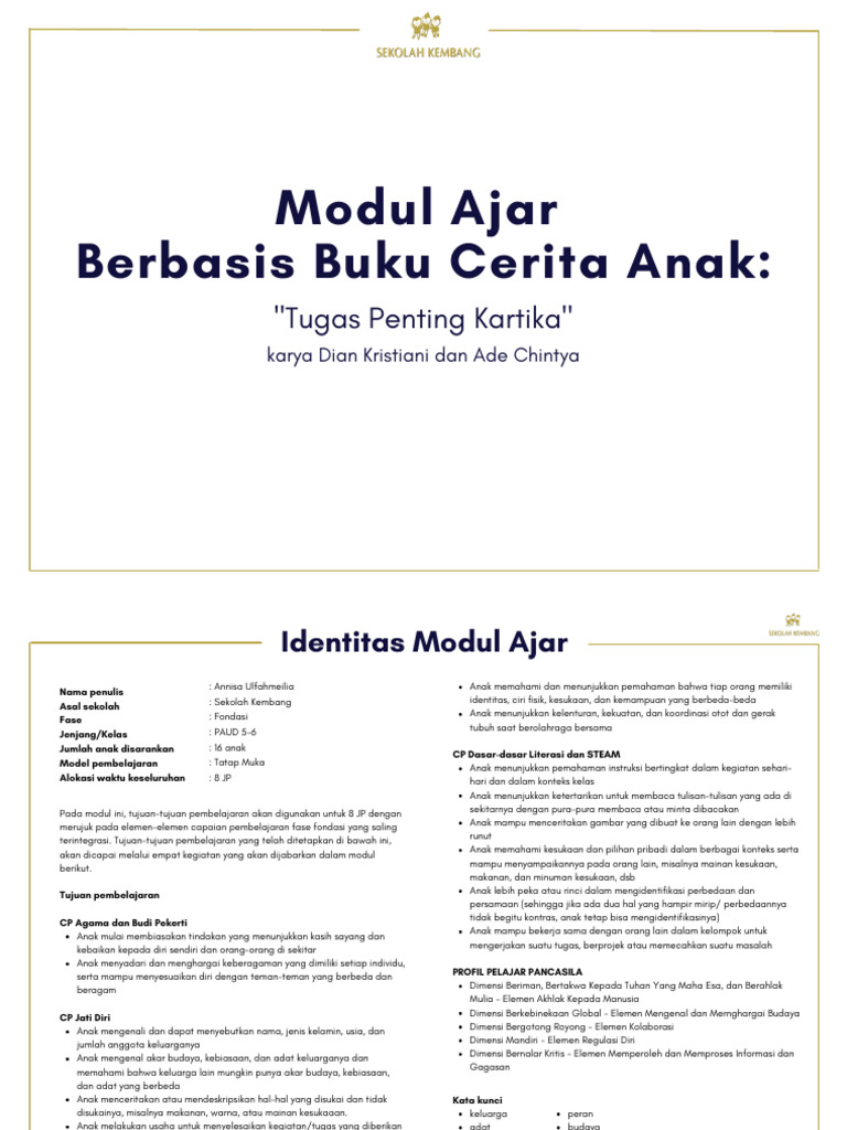 Modul Ajar PAUD - Modul Ajar Berbasis Buku Cerita Anak - Tugas Penting ...