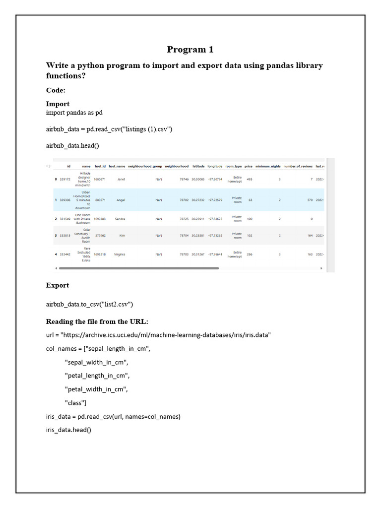 Python Data Import/Export & Decision Trees | PDF