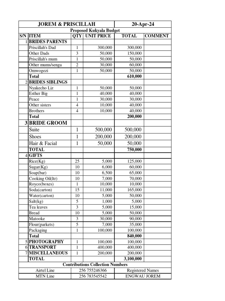 Engwau Jorem's Kukyala Budget-1 | Download Free PDF | Food And Drink ...