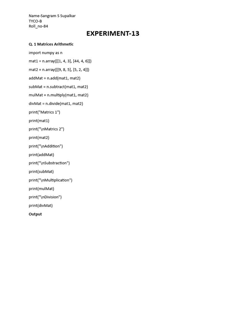 Experiment 13 Programs Pdf 
