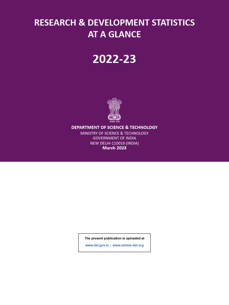 R&D Statistics at A Glance, 2022-23 | PDF | Gross Domestic Product | Research And Development