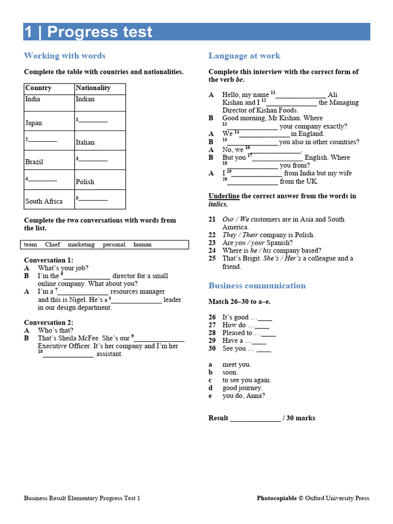 Elementary Test | PDF