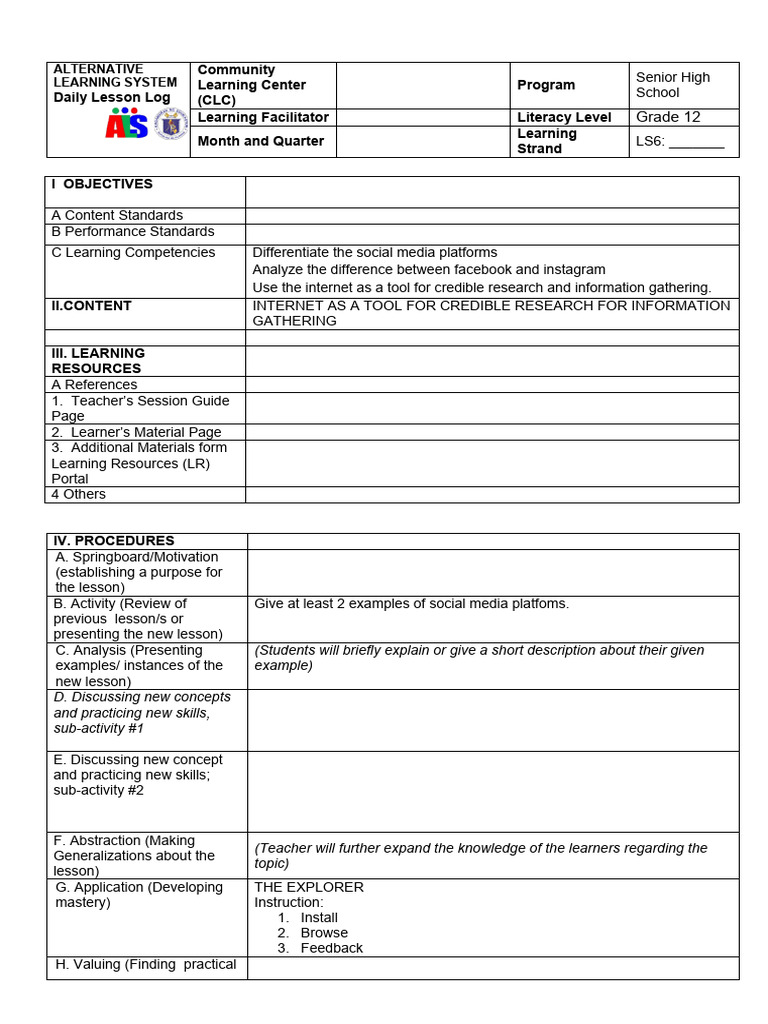 Als SHS DLL 2 | PDF | Learning | Teachers