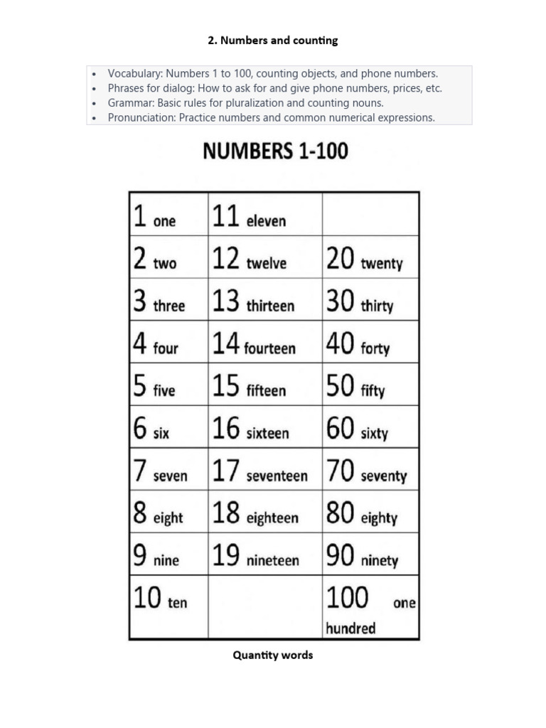 Numbers and Counting | PDF | Plural | Noun