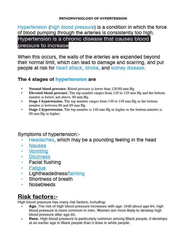Pathophysiology of Hypertension. | PDF | Hypertension | Blood Pressure