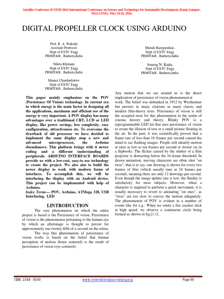 Digital Propeller Clock Using Arduino | PDF | Visual Perception | Light Emitting Diode