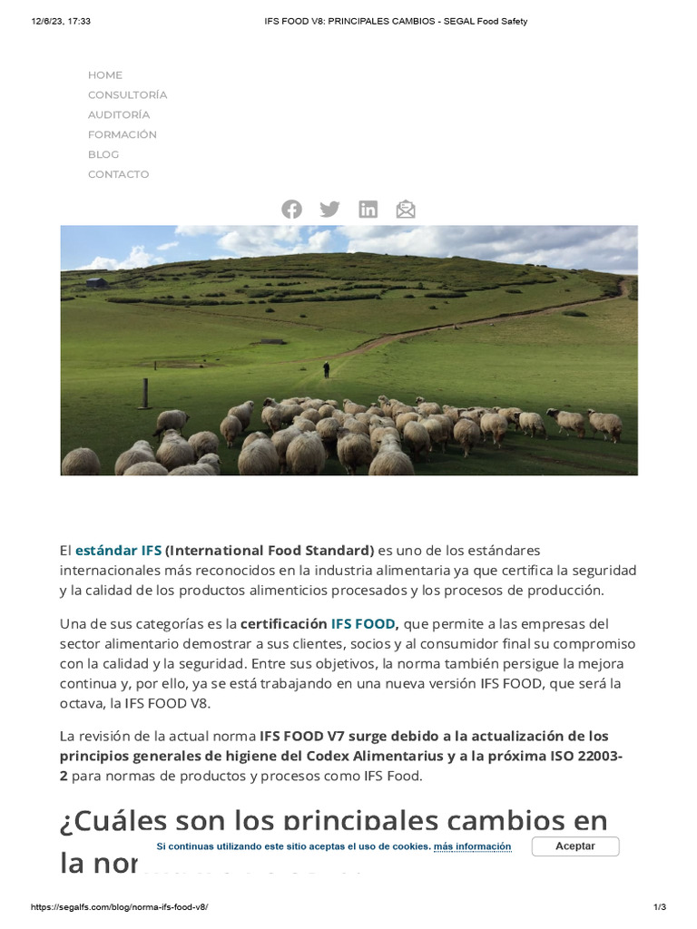 Ifs Food v8 - Principales Cambios - Segal Food Safety | PDF