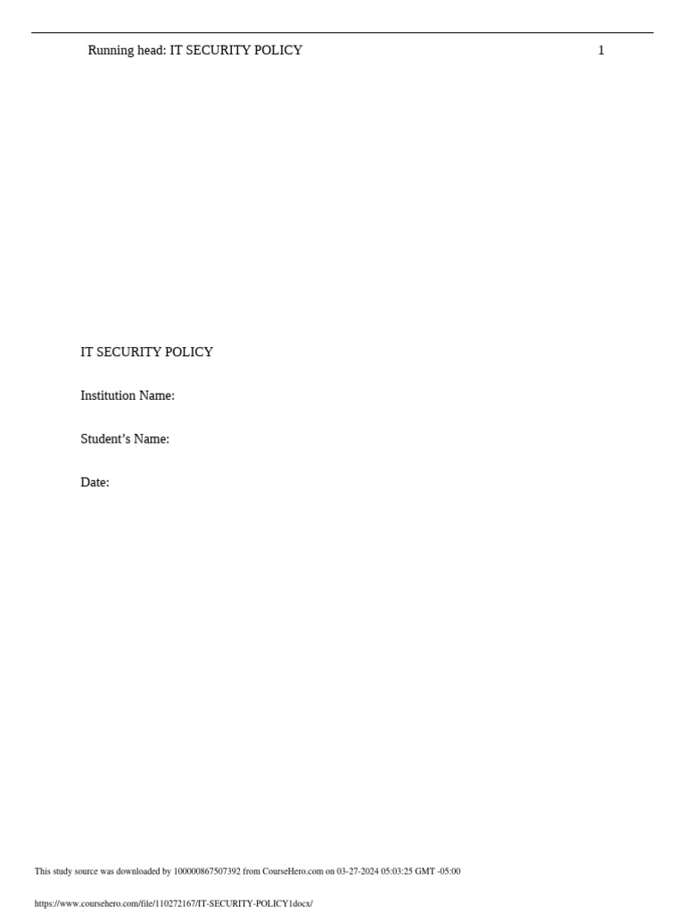 It Security Policy1 | PDF | Password | Security