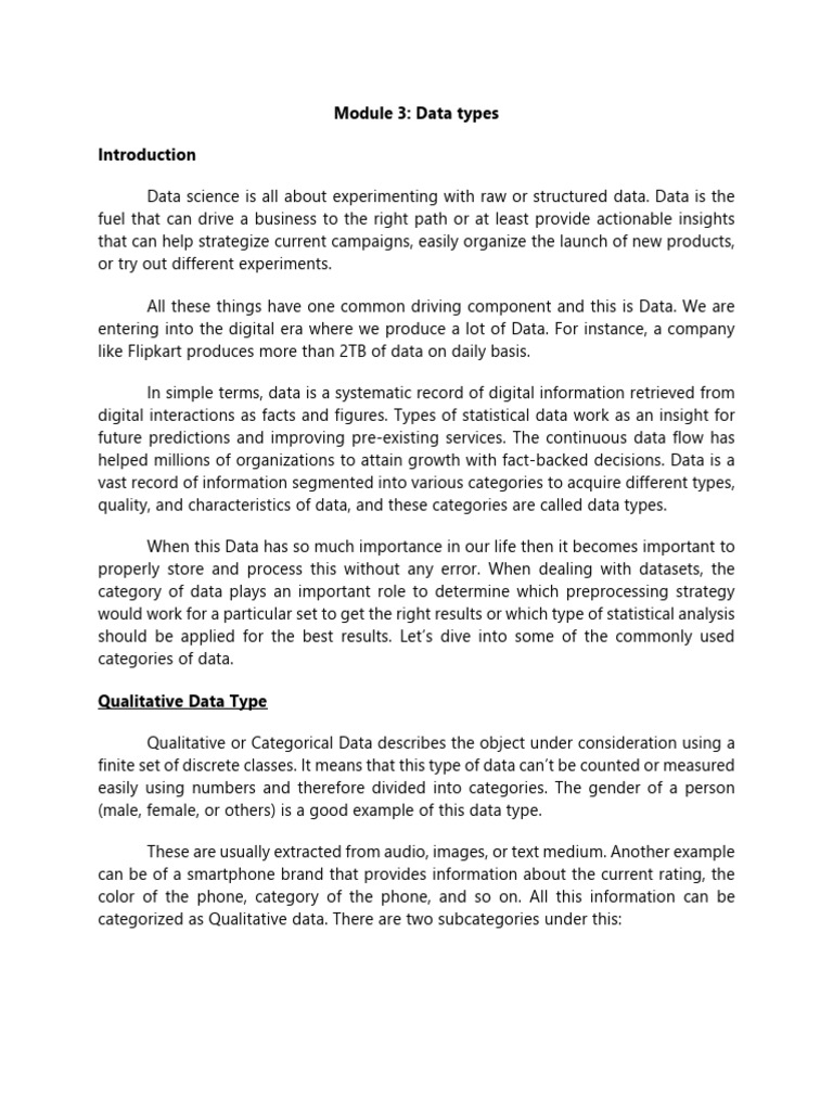 Module 3 Data Types | PDF | Data | Level Of Measurement Module 3 Data Types | PDF | Data | Level Of Measurement