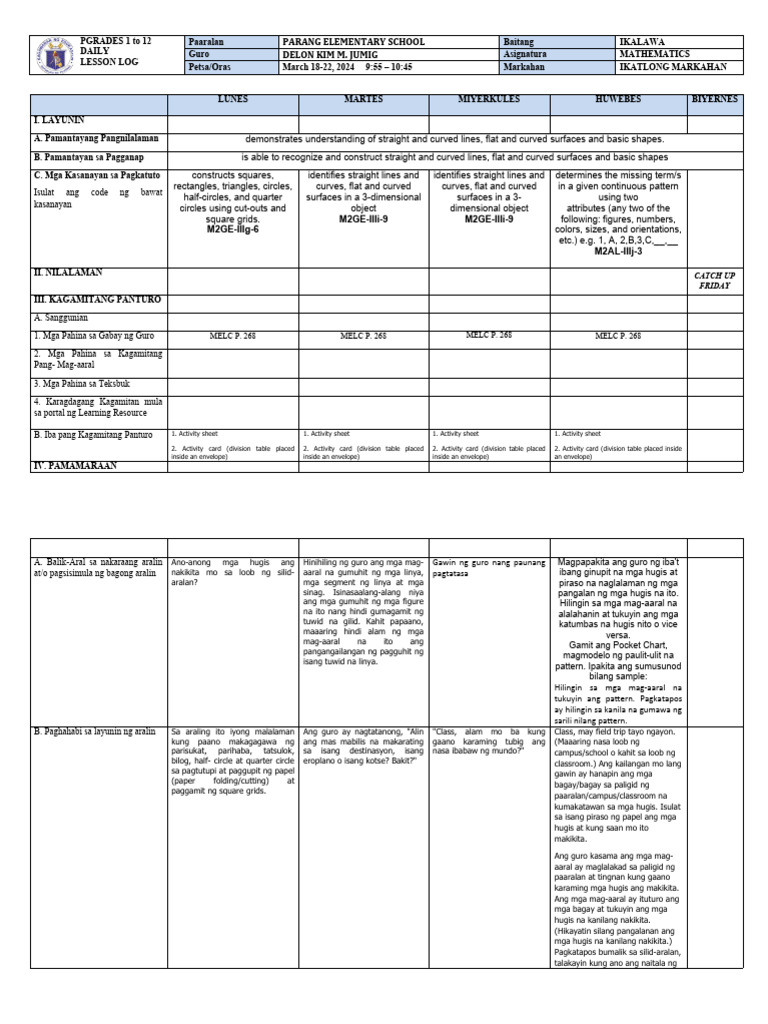 DLL-MATH-Q4-W2 | PDF DLL-MATH-Q4-W2 | PDF