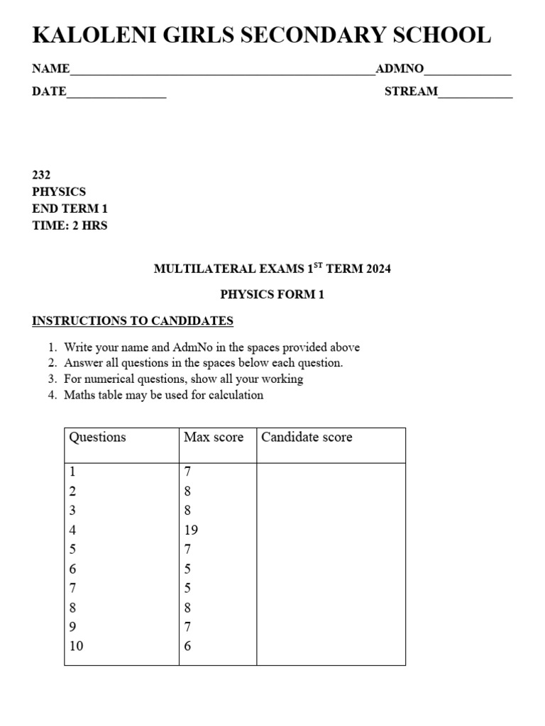 Physics F1 QS | PDF | Weight | Force