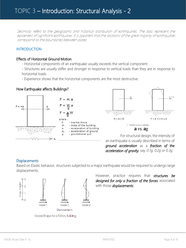 Topic 3 - Seismic Loads | PDF | Earthquakes | Physical Sciences