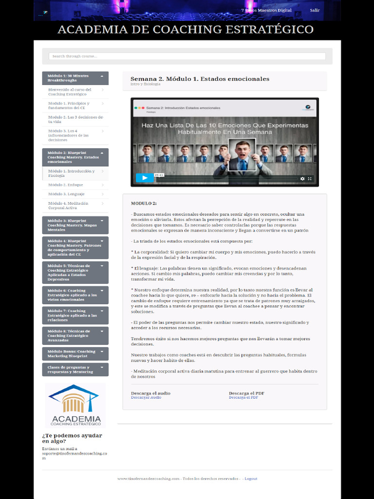 Academia Coaching Estratégico - SEMANA 2 MODULO 1 | PDF