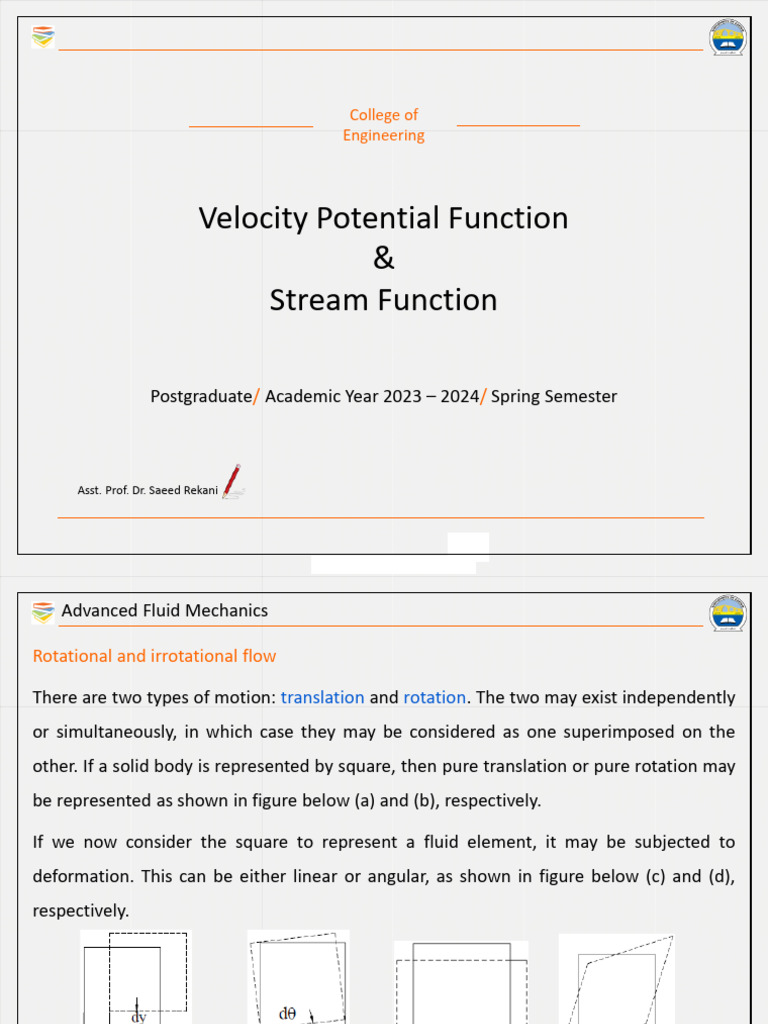 6 MSC AFM Velocity Potential & Stream Function | PDF | Vortices | Fluid Dynamics