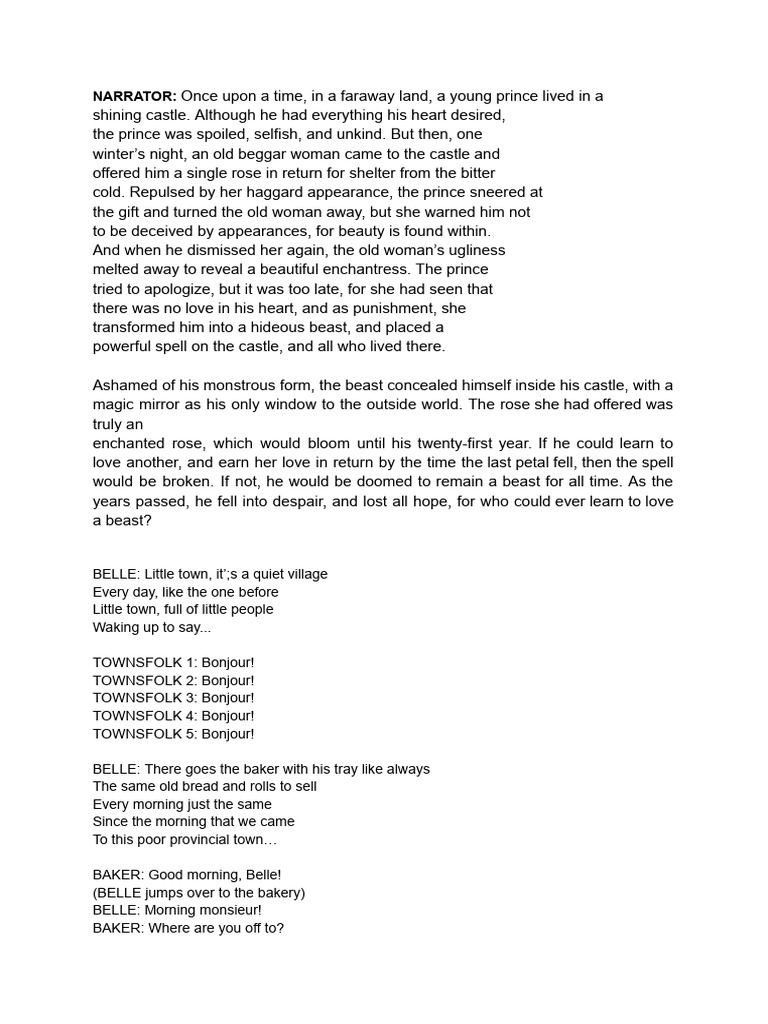 Beauty and The beast script | PDF