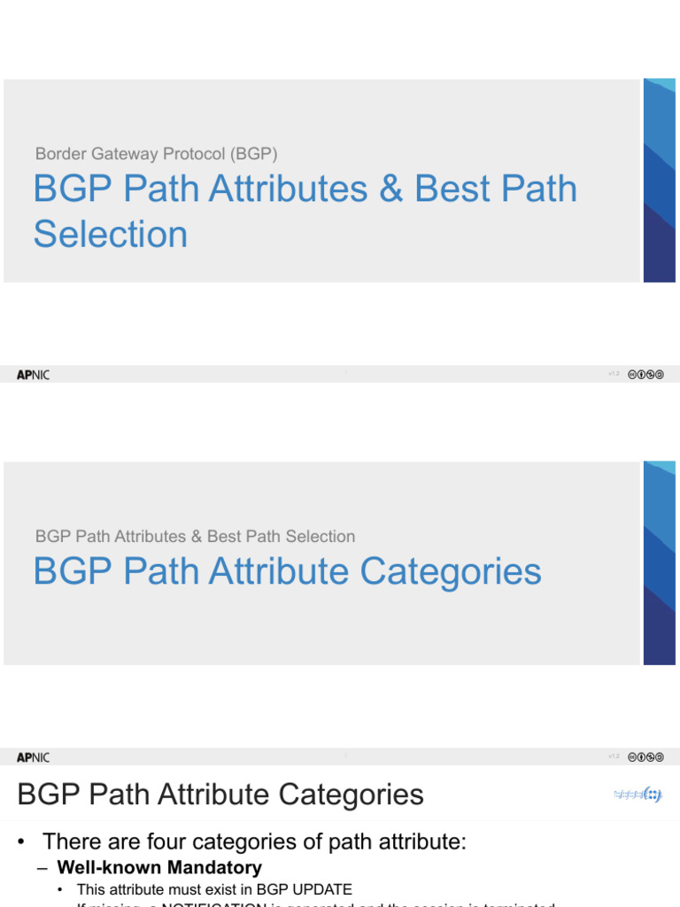 d1 s2 BGP Path Attributes and Best Path Selection | PDF | Routing ...