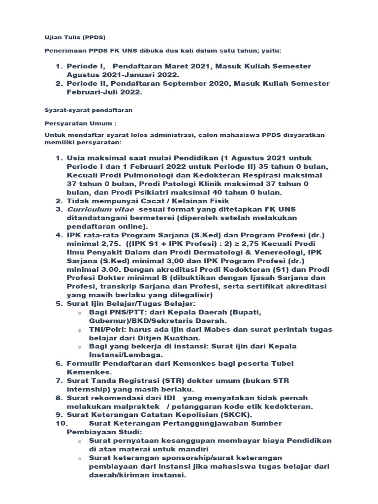 Ujian Tulis Ppds 2021 | PDF