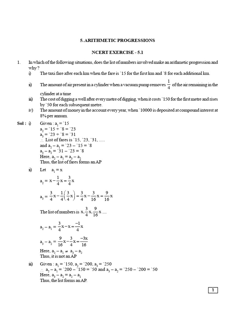 Arithmetic Progression Exercises | PDF