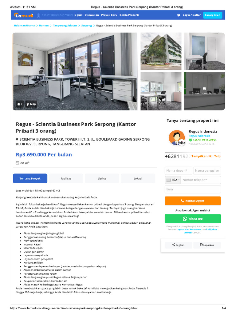 Kantor Pribadi Regus di Serpong | PDF