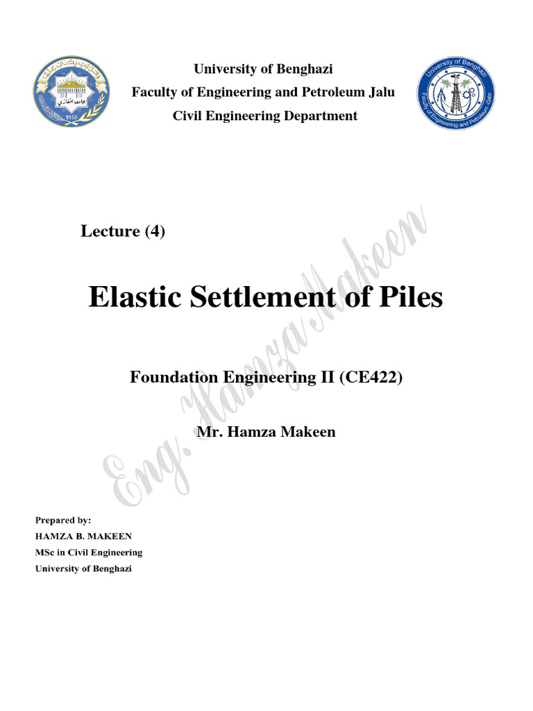 LEC (4) Elastic Settlement of Piles | PDF